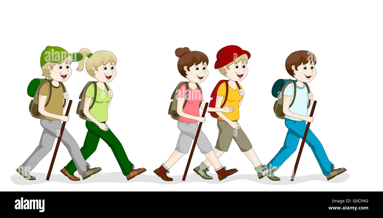 Hiking man woman vector Cut Out Stock Images & Pictures - Alamy