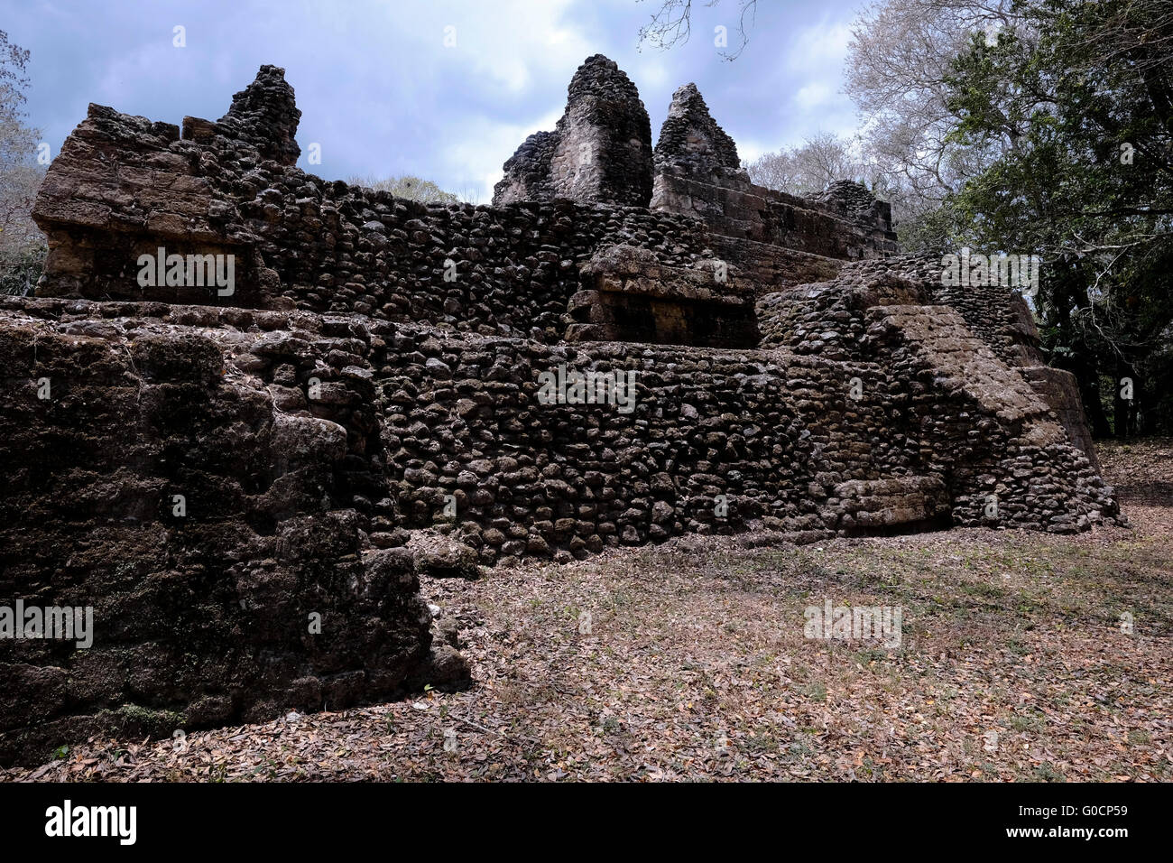An ancient Mayan ruin in the Eastern part of Yaxha a Mesoamerican ...