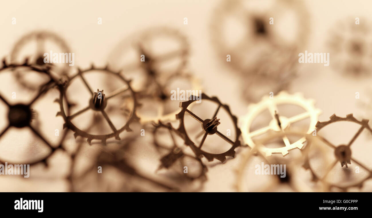 Detail of clock parts for restoration Stock Photo - Alamy