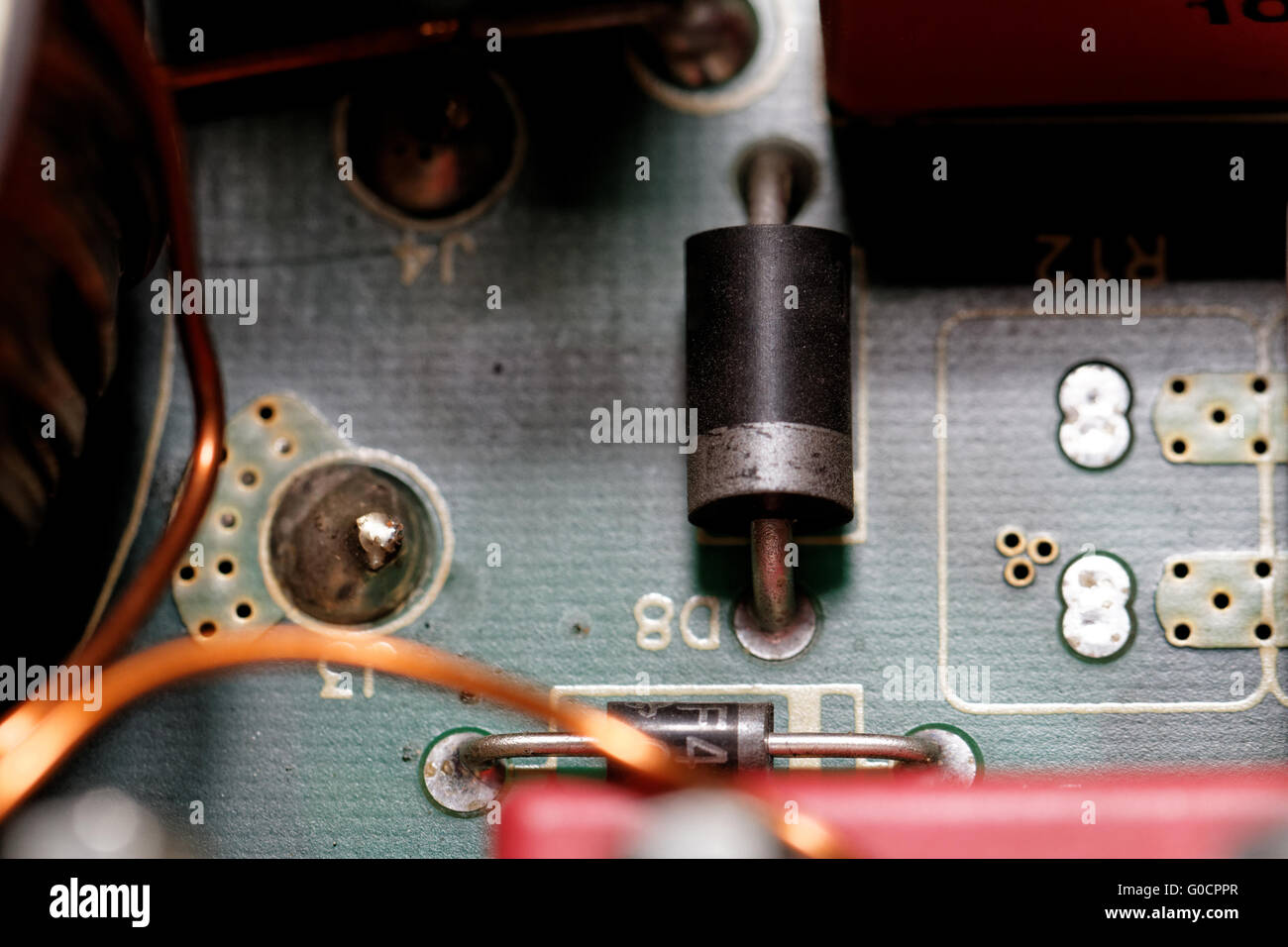 Close up photo of various electronic components Stock Photo - Alamy