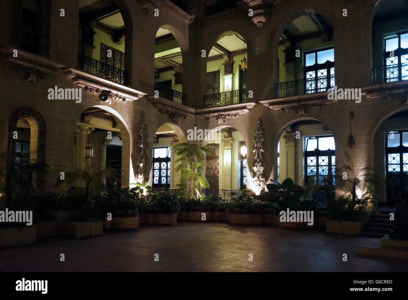 Inner courtyard of the National Palace of Culture or Palacio Nacional ...