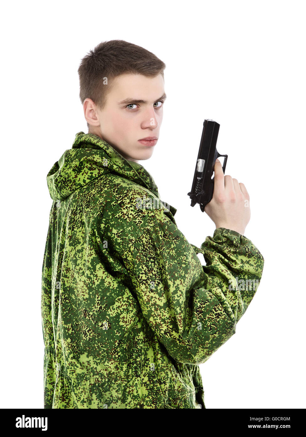 Military Man With Gun Stock Photo - Alamy