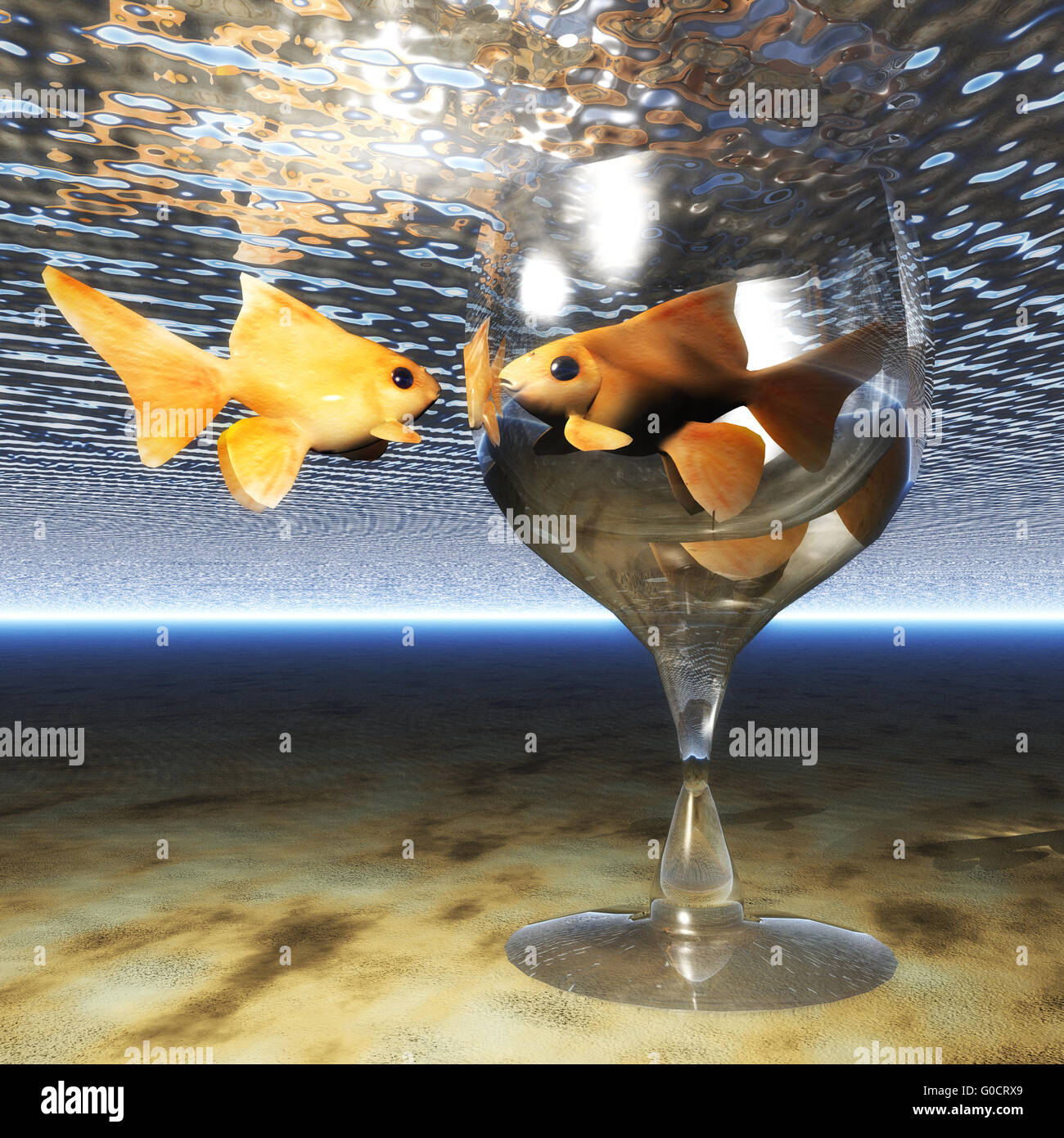 Digital Illustration of a Goldfish Glass Stock Photo - Alamy