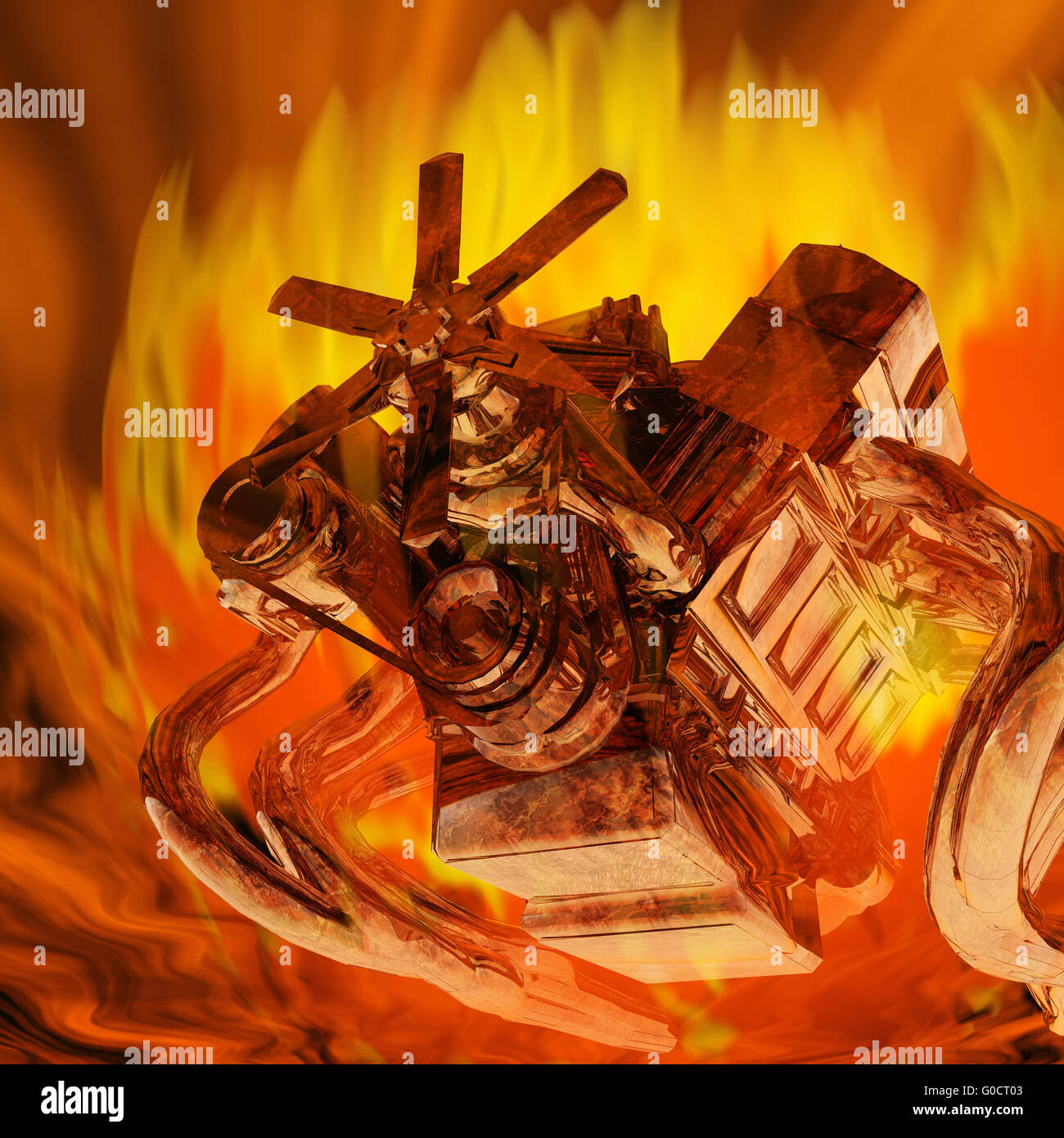 Digital Illustration of a flaming Engine Stock Photo - Alamy