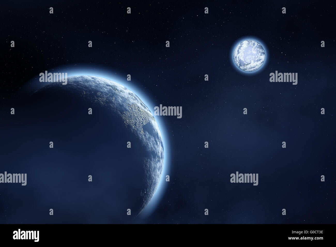 Moon and Earth Stock Photo - Alamy