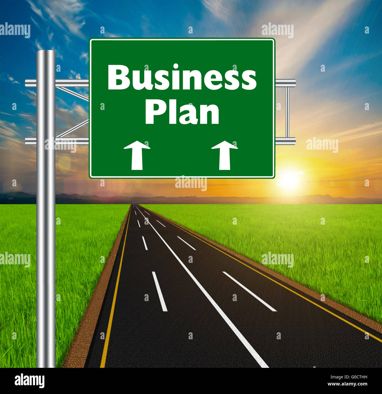 Green Road Sign concept on soft natural landscape Stock Photo - Alamy