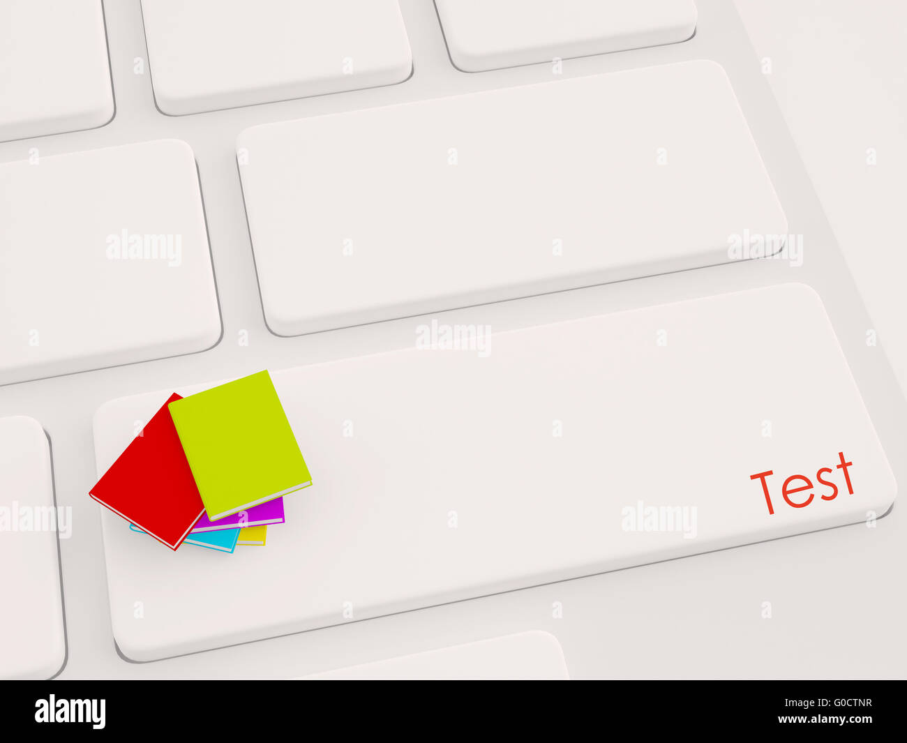 3d books on computer keyboard keys labeled test Stock Photo - Alamy