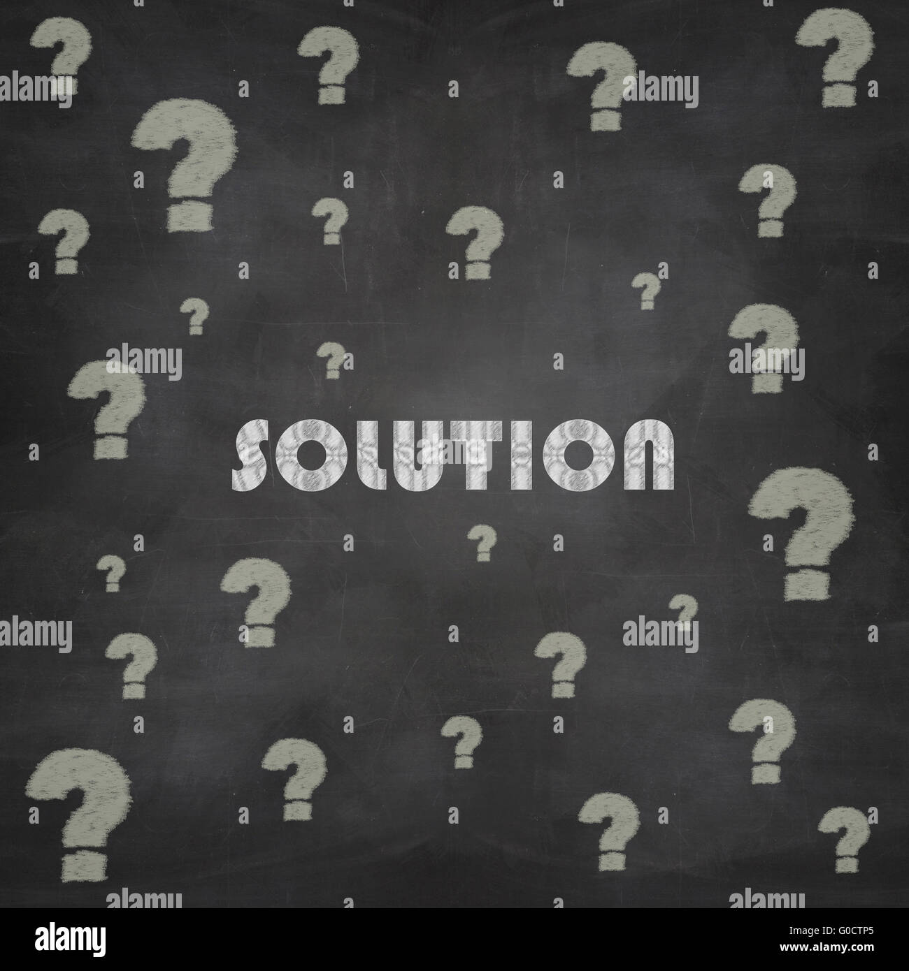 question mark and solution drawn in chalk on a blackboard Stock Photo ...