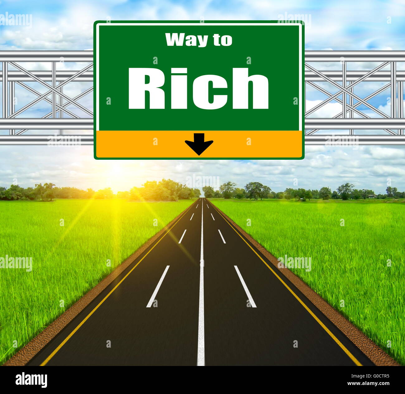 Green Road Sign concept on soft natural landscape Stock Photo - Alamy