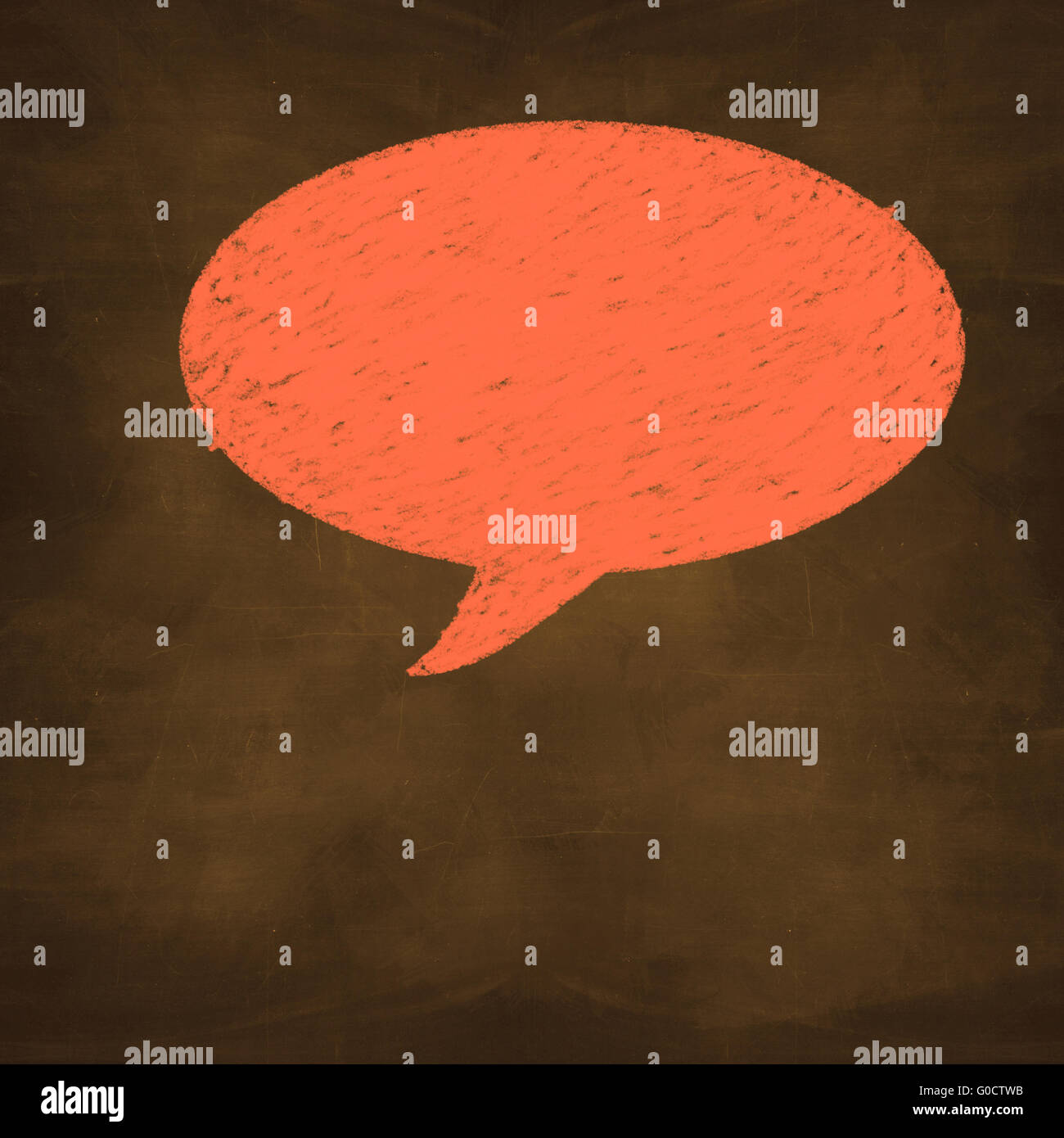 hand drawn orange chalked speech on design background Stock Photo - Alamy