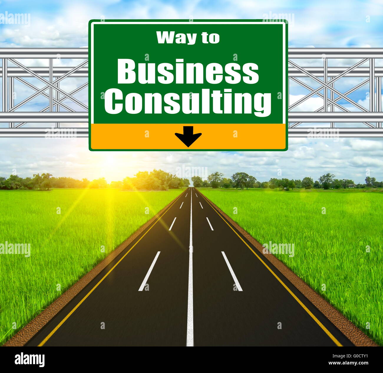 Green Road Sign concept on soft natural landscape Stock Photo - Alamy