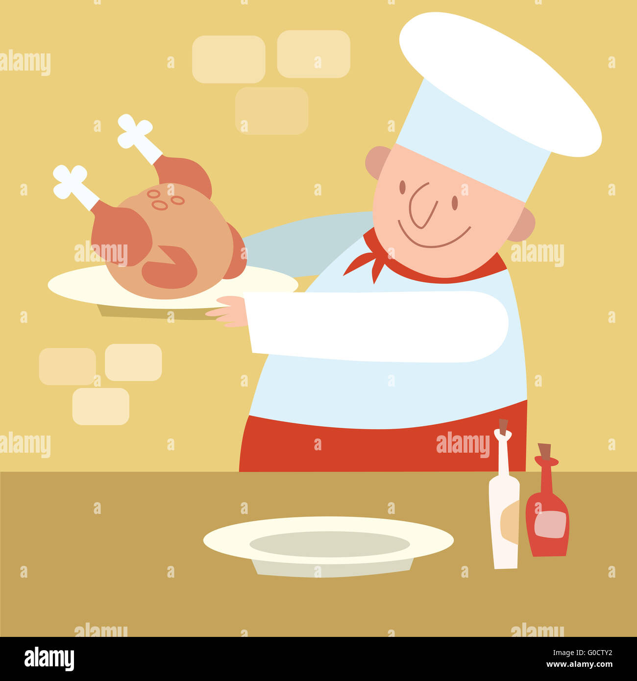 Chef restaurant in kitchen cooking poultry chicken Stock Photo - Alamy