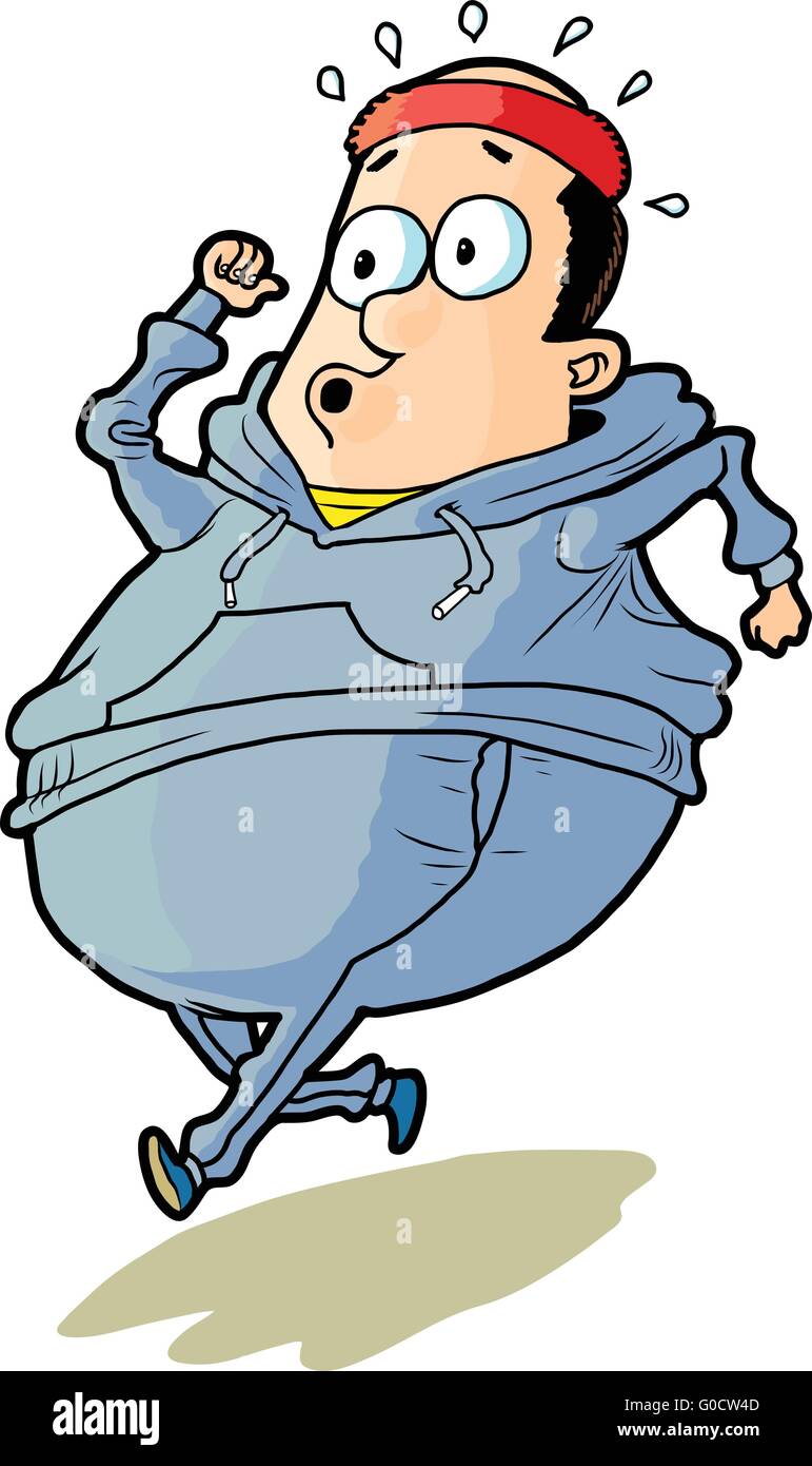 Fat Man Running Cartoon
