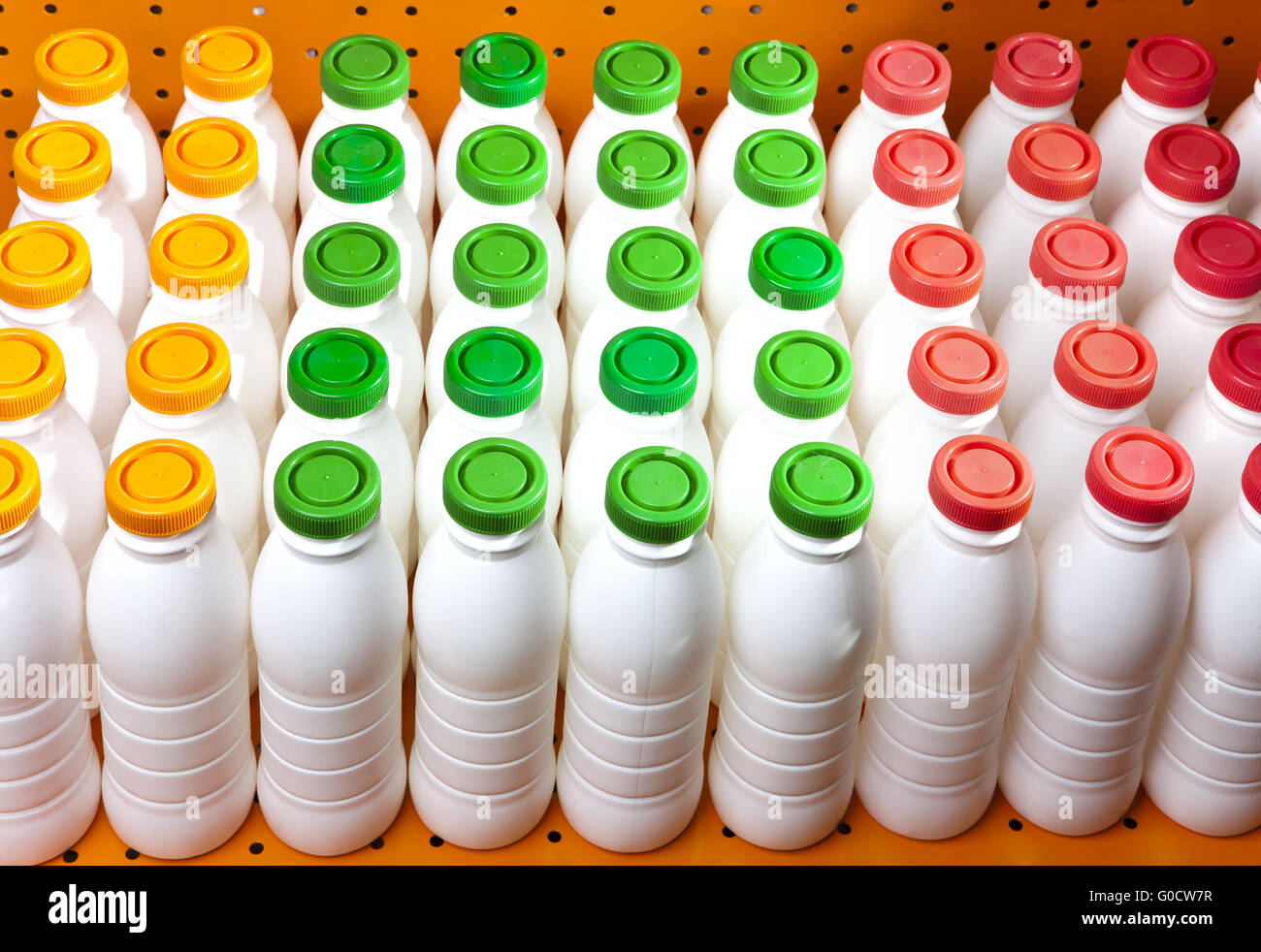 Bottles of milk on a shelf hi-res stock photography and images - Alamy