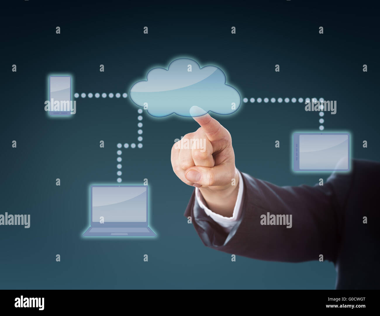 Corporate Arm Touching Cloud Network Icon Stock Photo - Alamy