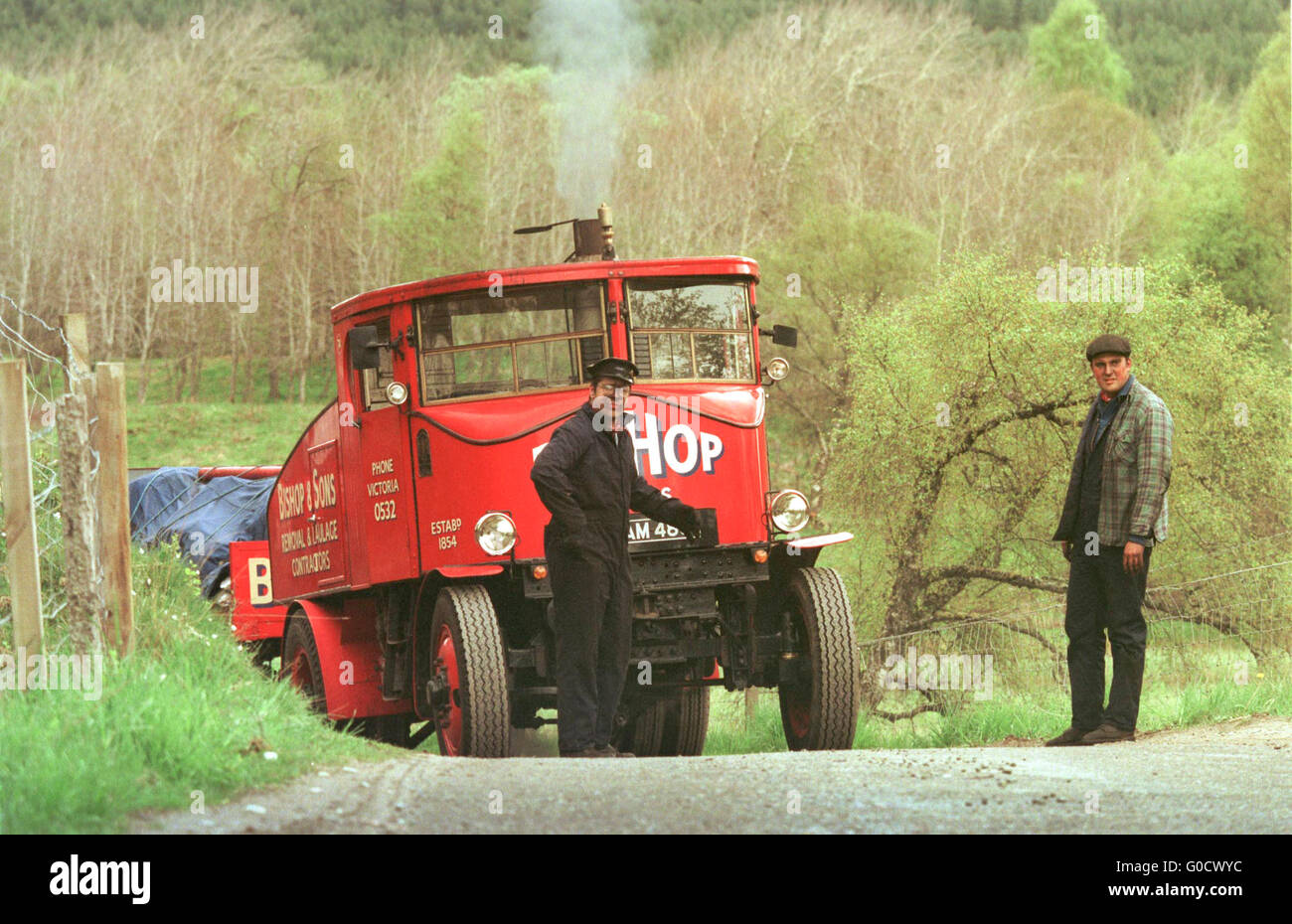 Steam driven lorry touring the highlands of Scotland Stock Photo - Alamy