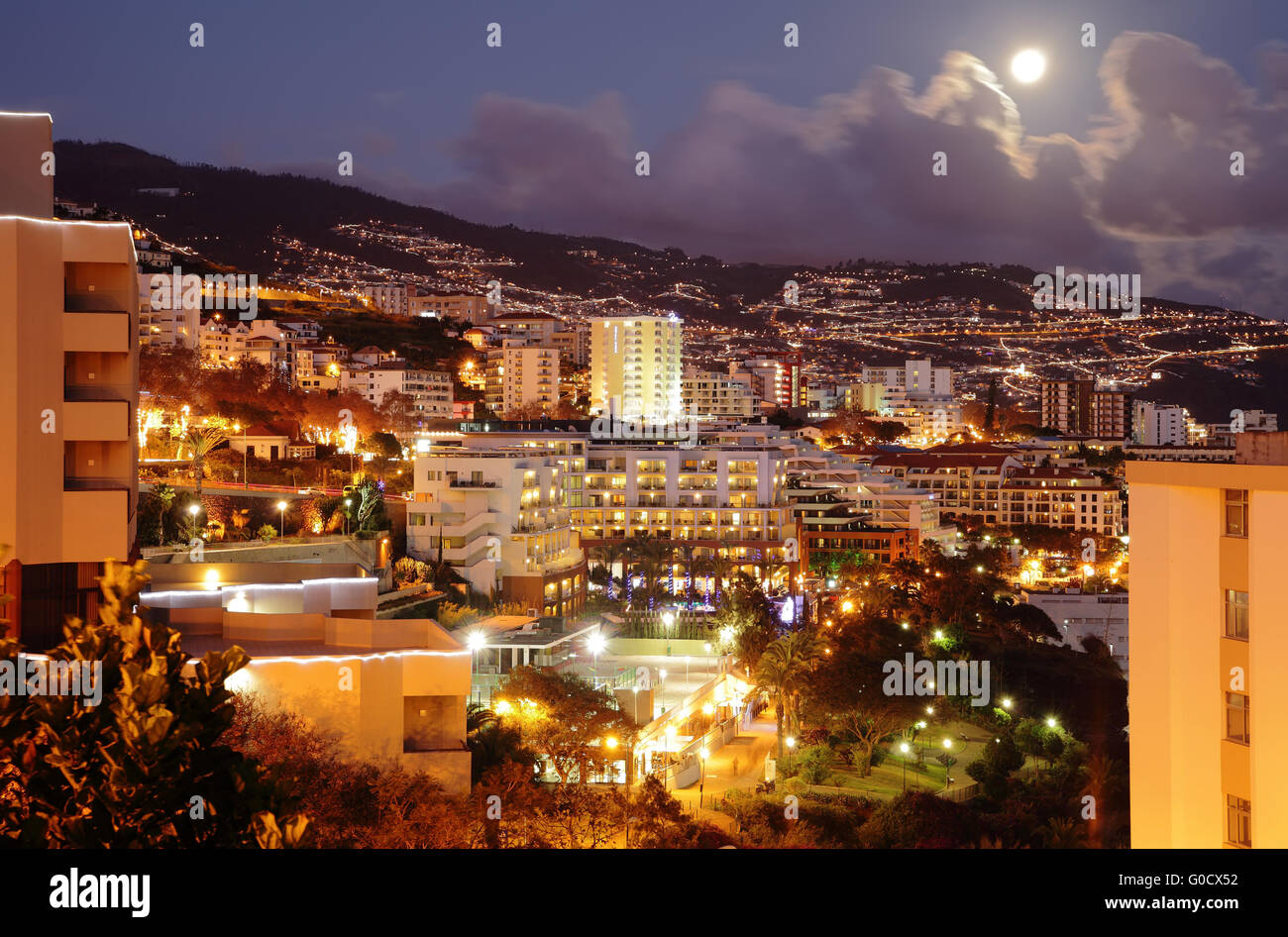 Funchal (Madeira) at Night Stock Photo - Alamy