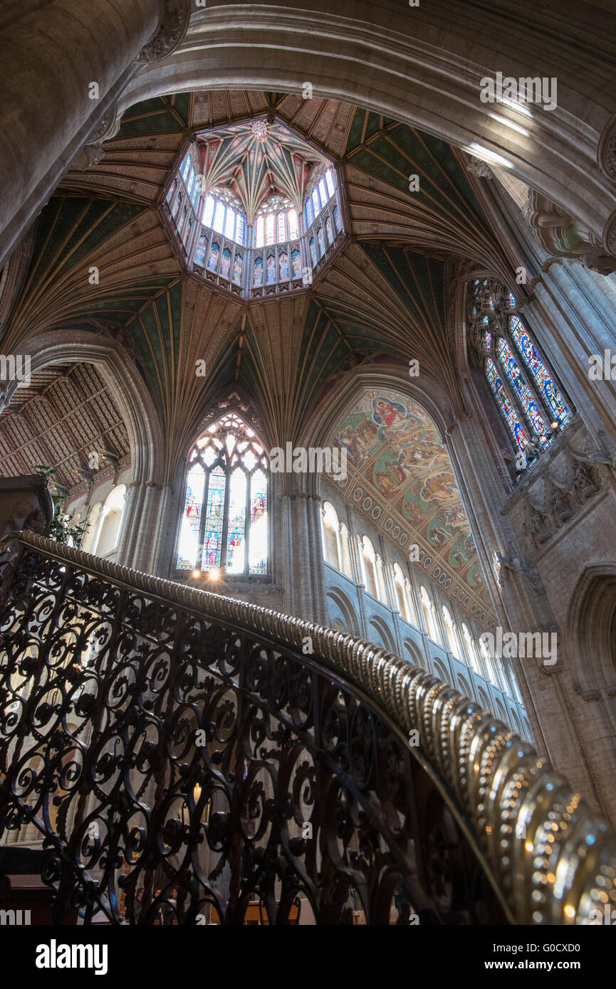 Ely Cathedral interior ceiling and stairs Stock Photo - Alamy