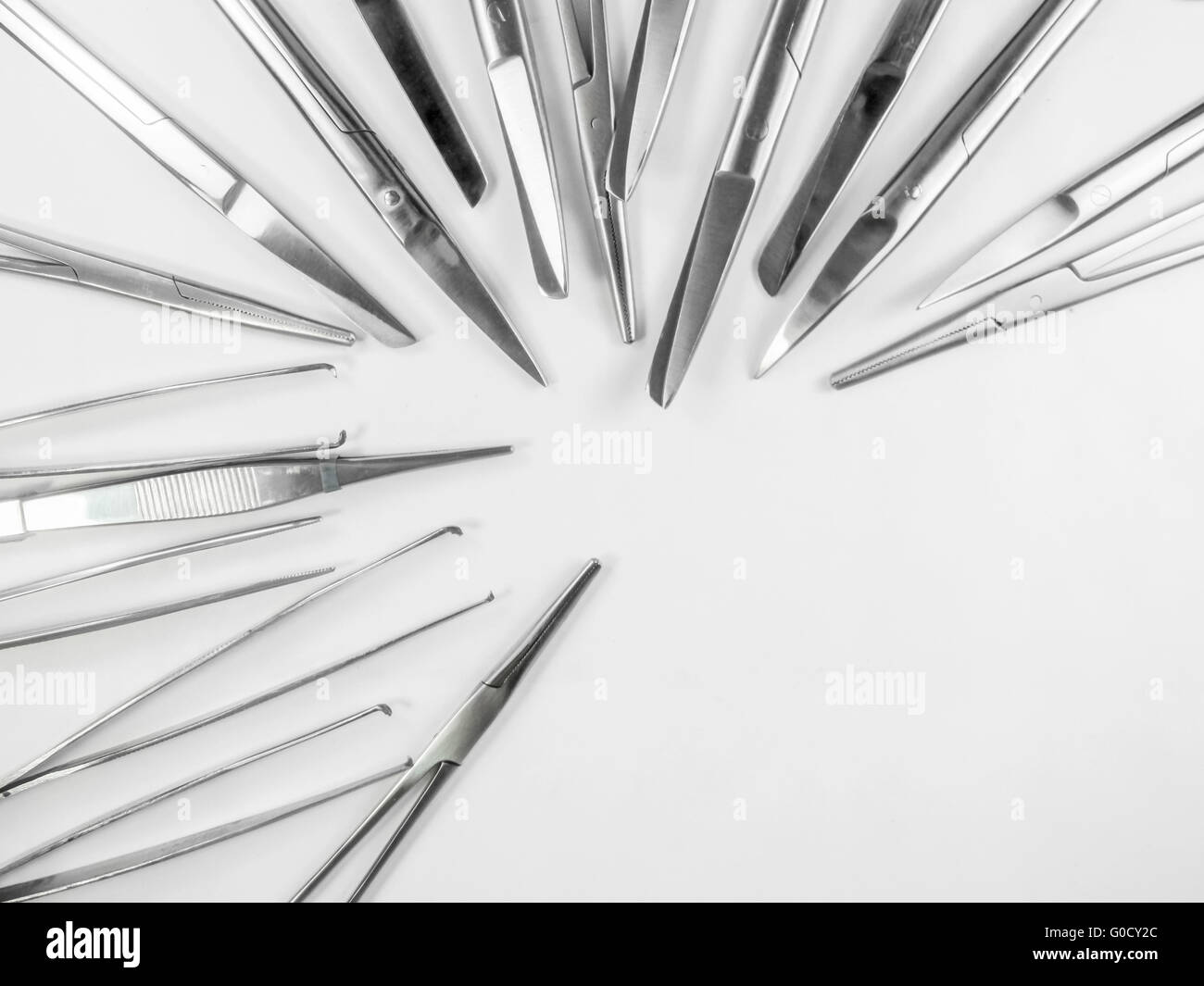 surgical instruments arranged in a pattern 2 Stock Photo - Alamy