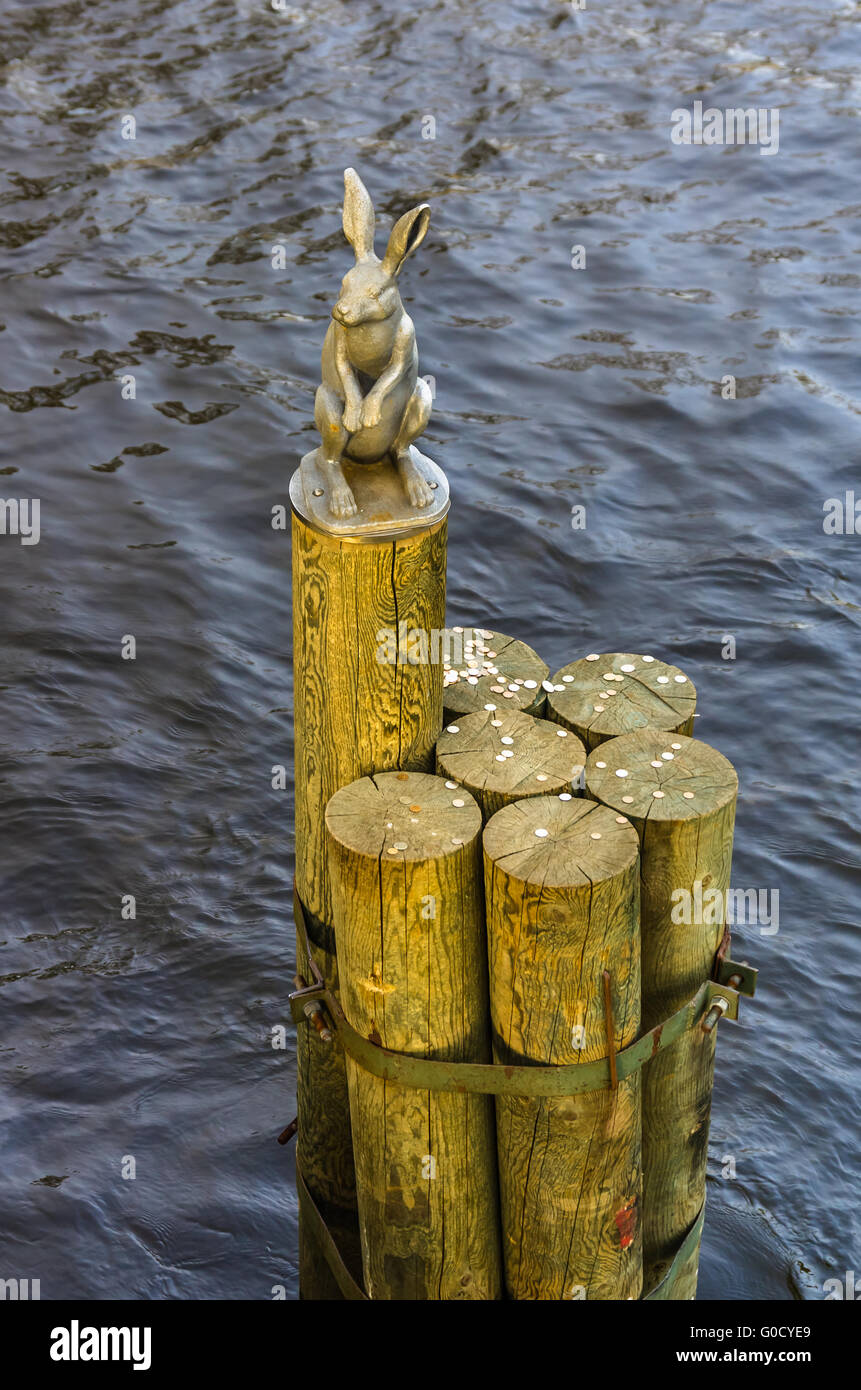 Bronze hare statue at Peter and Paul Fortress in Saint-Petersbug ...