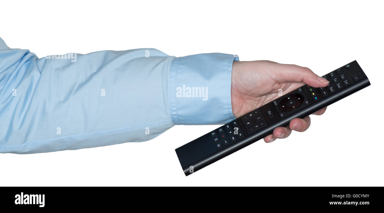 Female arm holding a remote control for the TV Stock Photo - Alamy