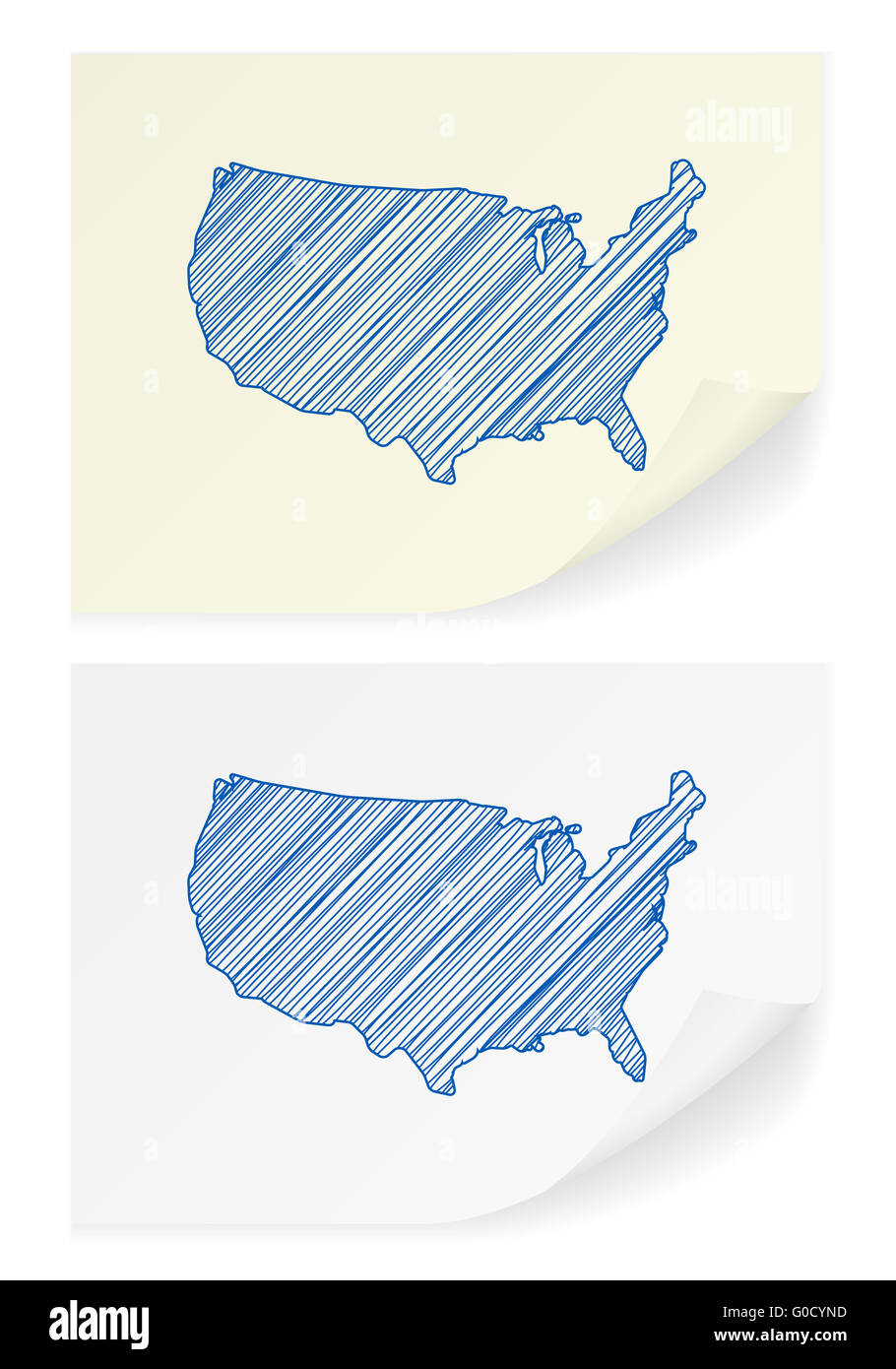 USA scribble map on a white background Stock Photo - Alamy