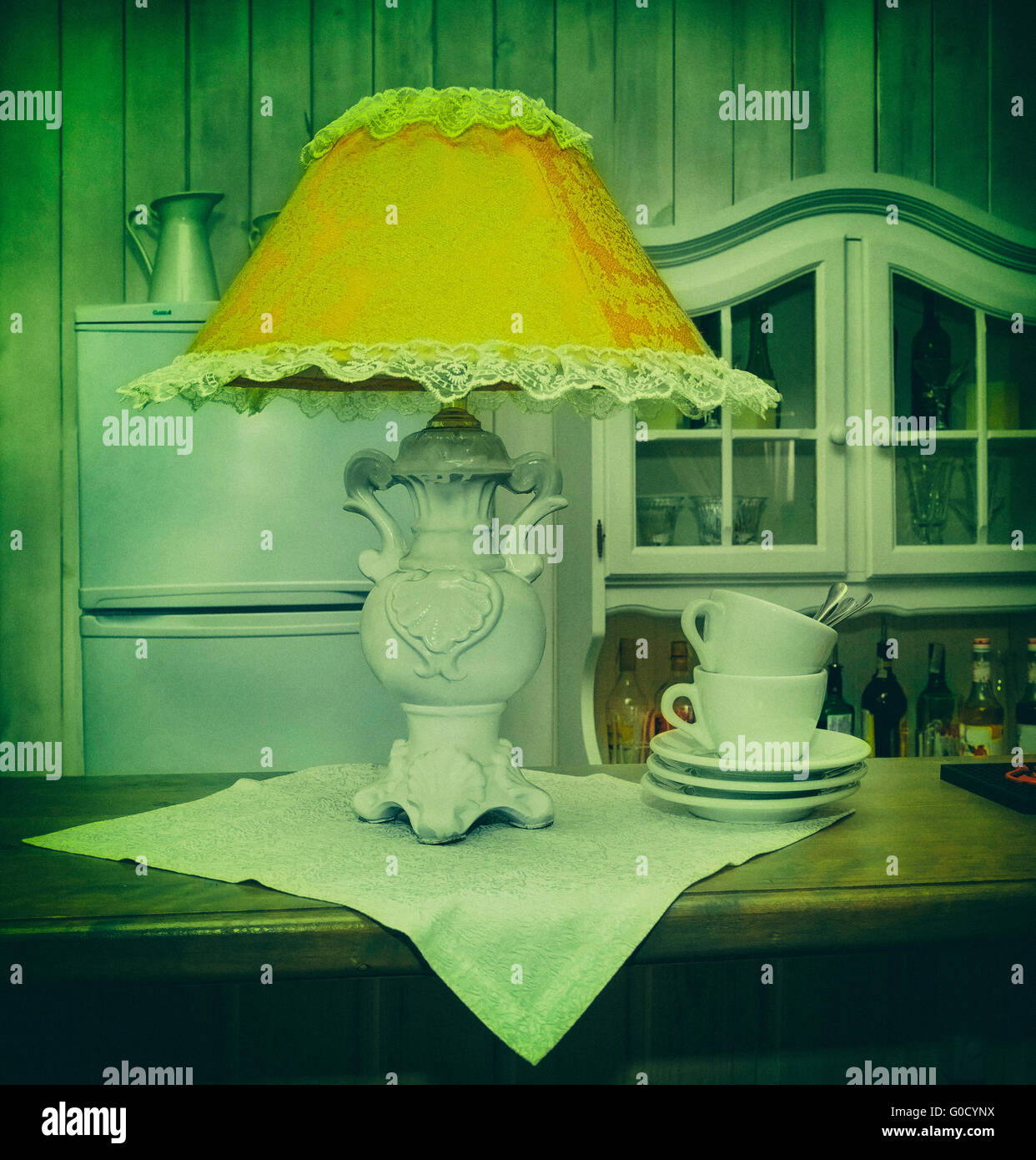 reading lamps, ceramics, photo in old image style Stock Photo - Alamy