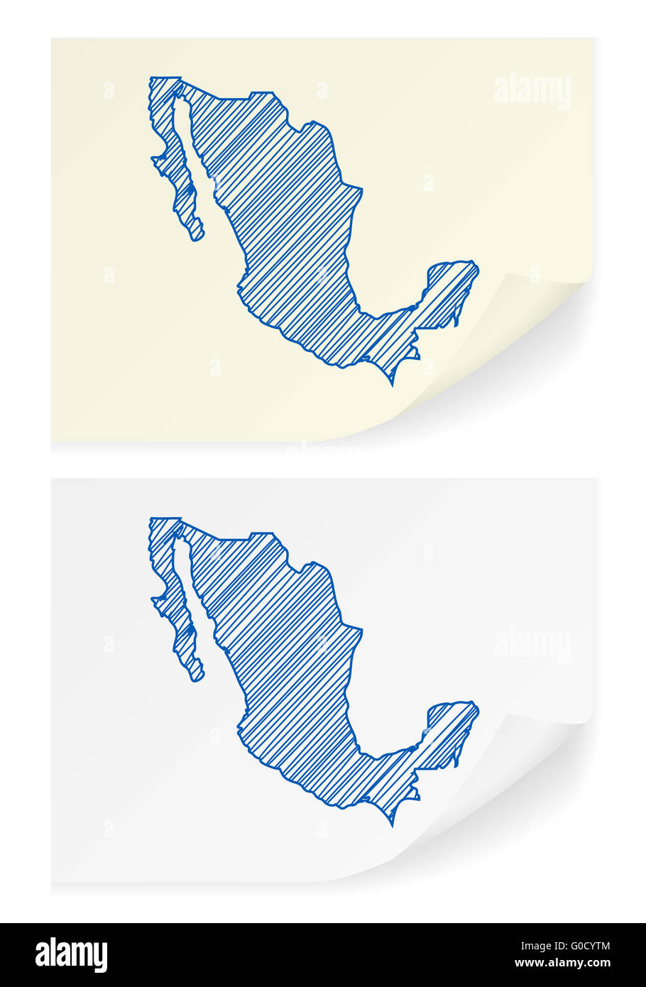 Mexico drawing map Cut Out Stock Images & Pictures - Alamy