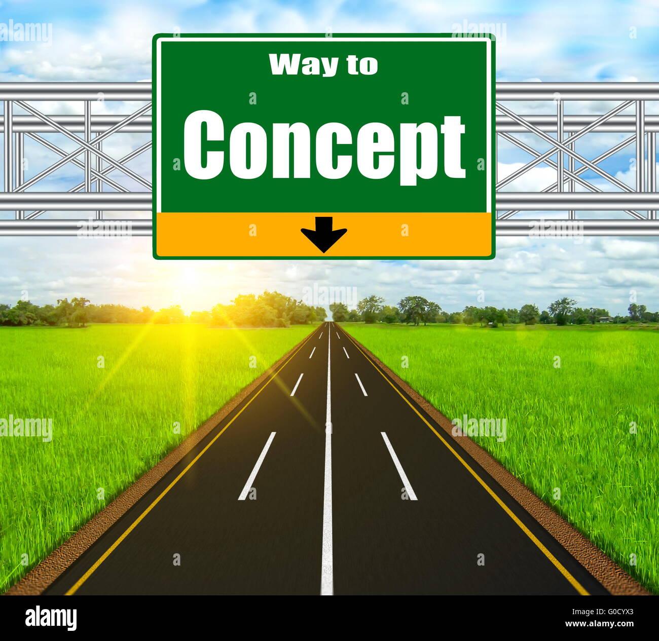 Green Road Sign concept and soft natural landscape Stock Photo - Alamy