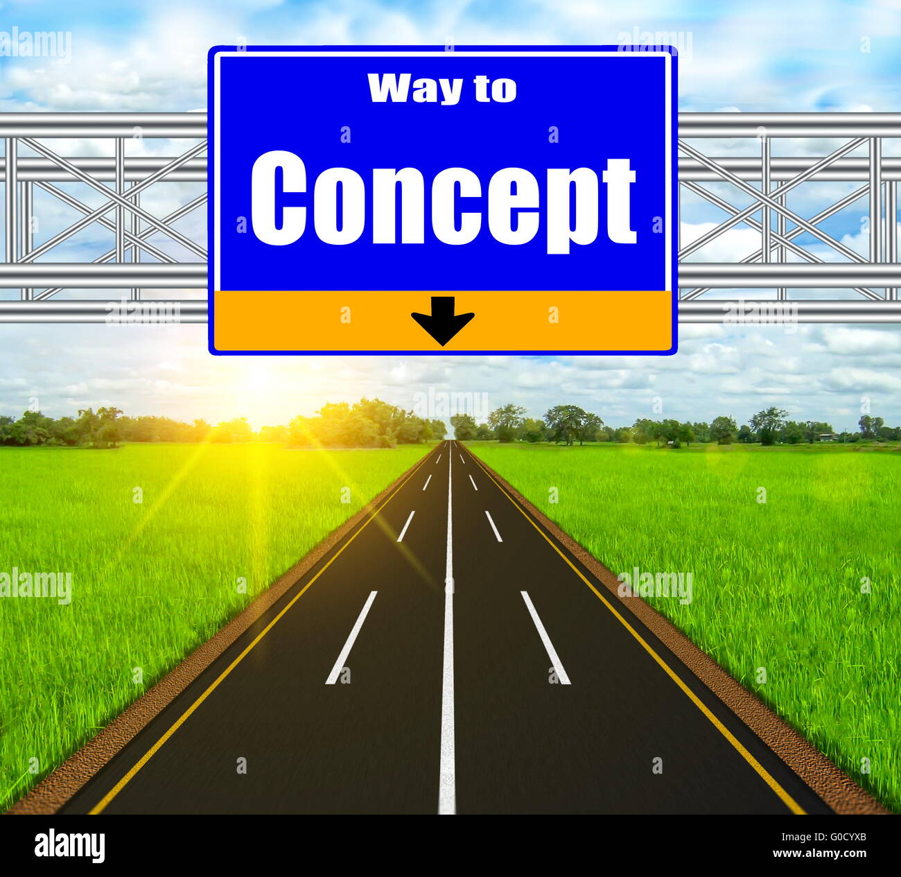 Blue Road Sign concept and soft natural landscape Stock Photo - Alamy