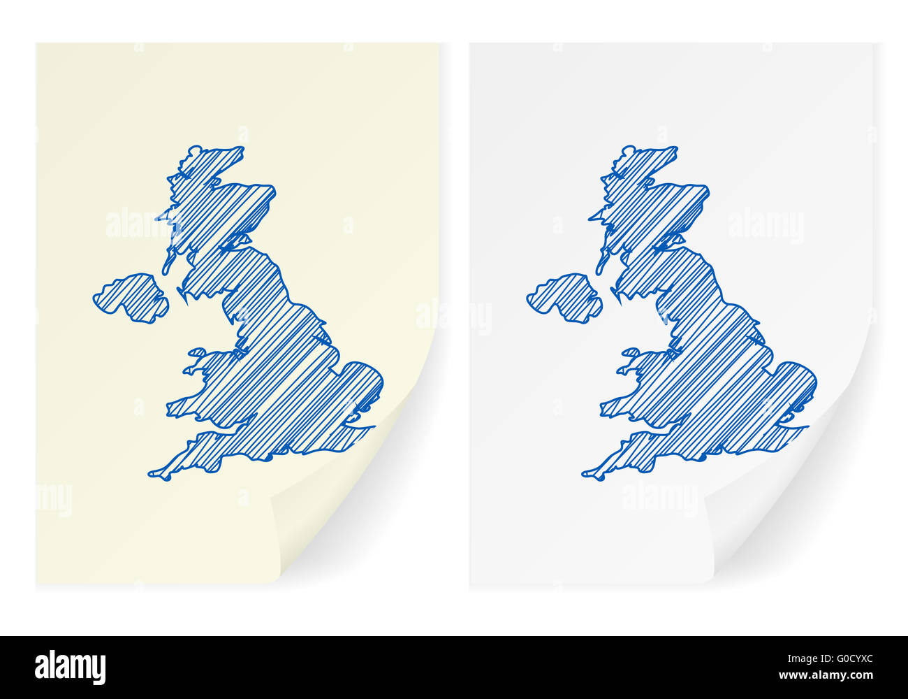 UK scribble map on a white background Stock Photo - Alamy