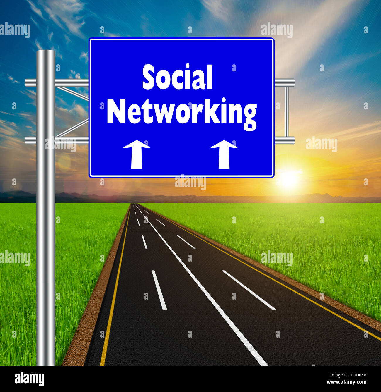 Blue Road Sign concept on soft natural landscape b Stock Photo - Alamy