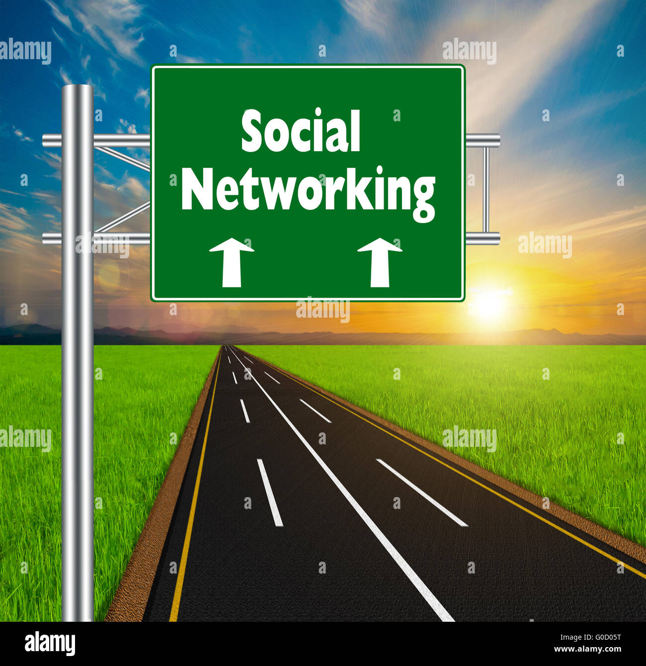 Green Road Sign concept on soft natural landscape Stock Photo - Alamy