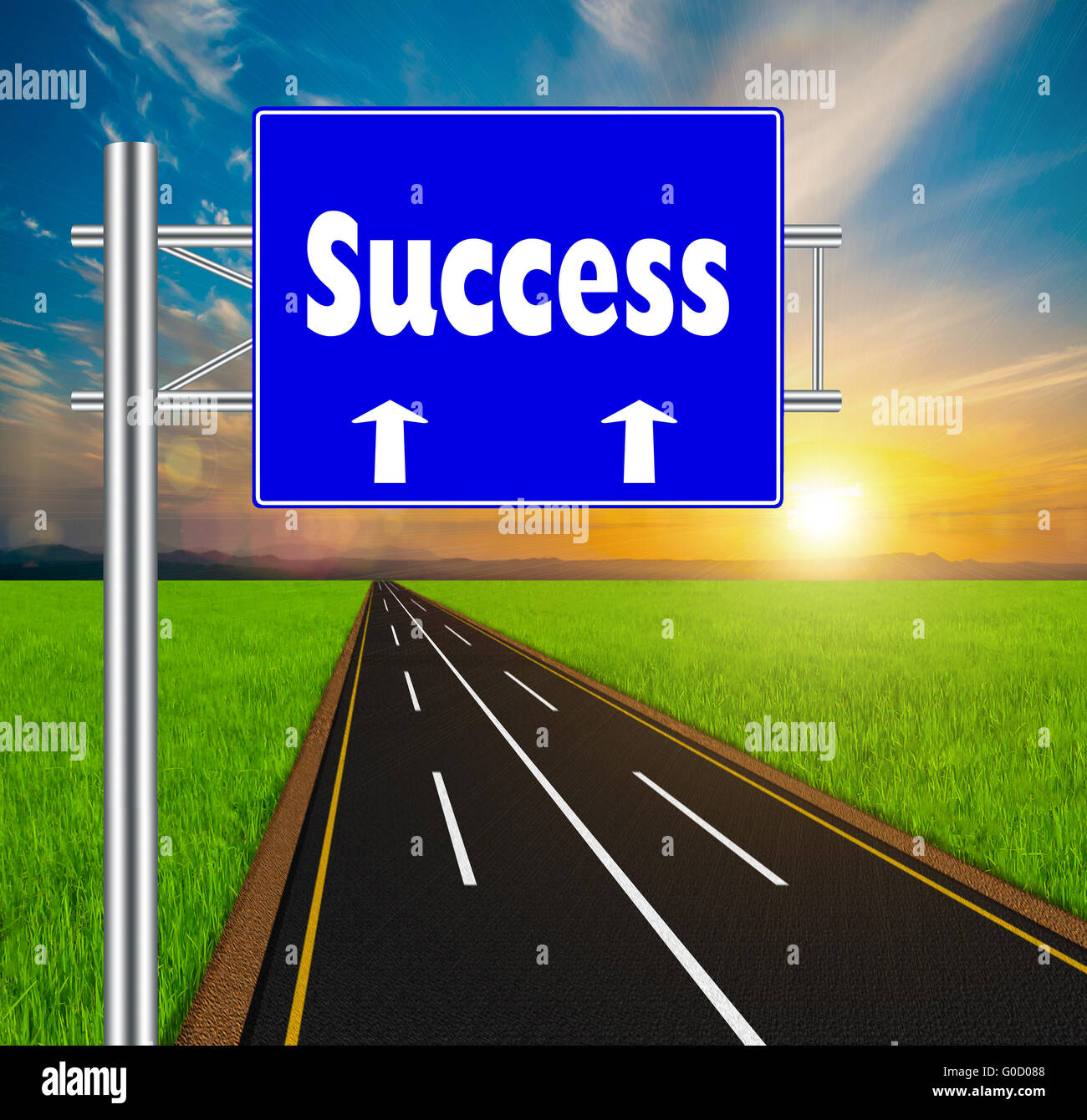 Blue Road Sign concept on soft natural landscape Stock Photo - Alamy