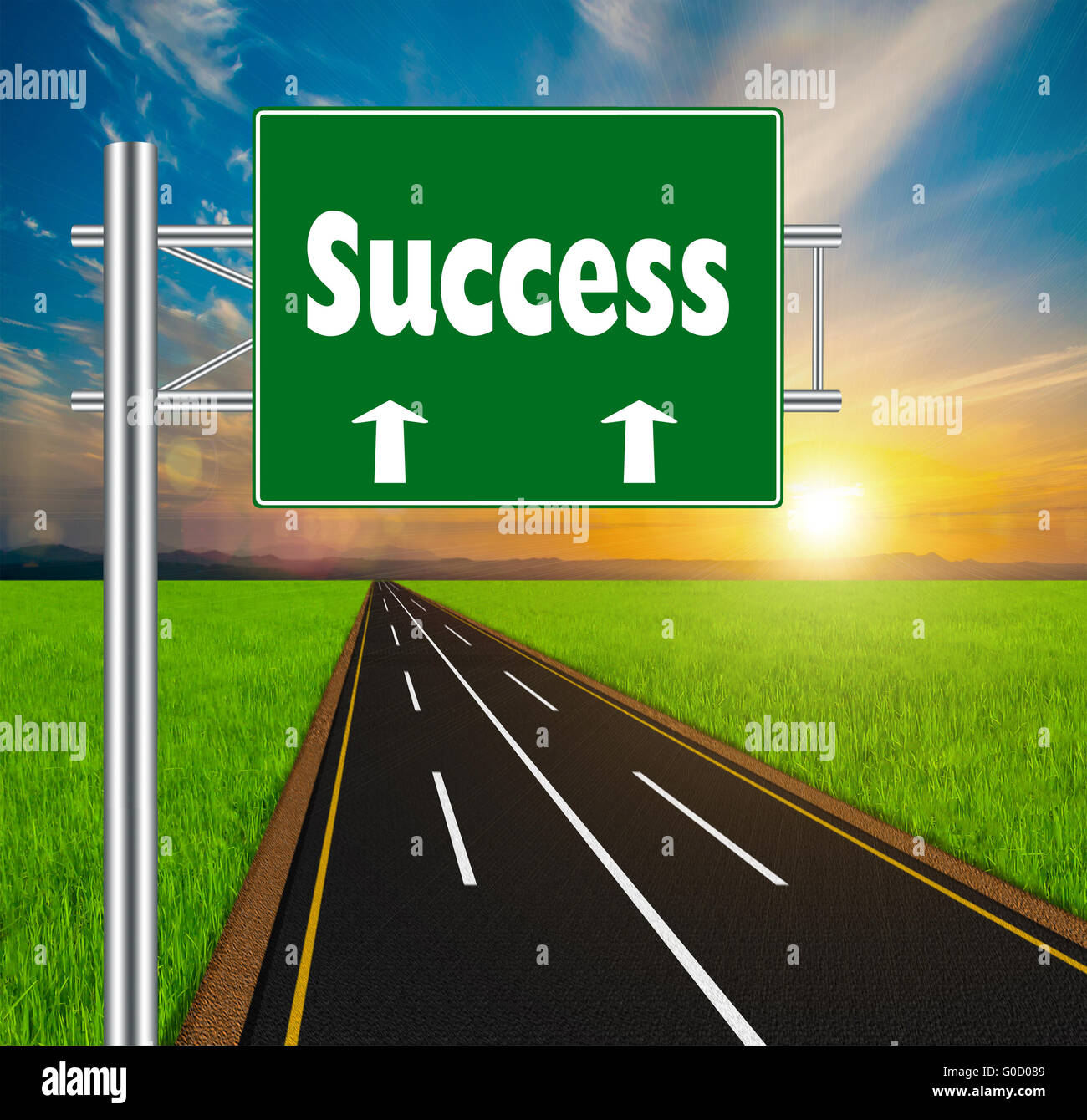 Green Road Sign concept on soft natural landscape Stock Photo - Alamy