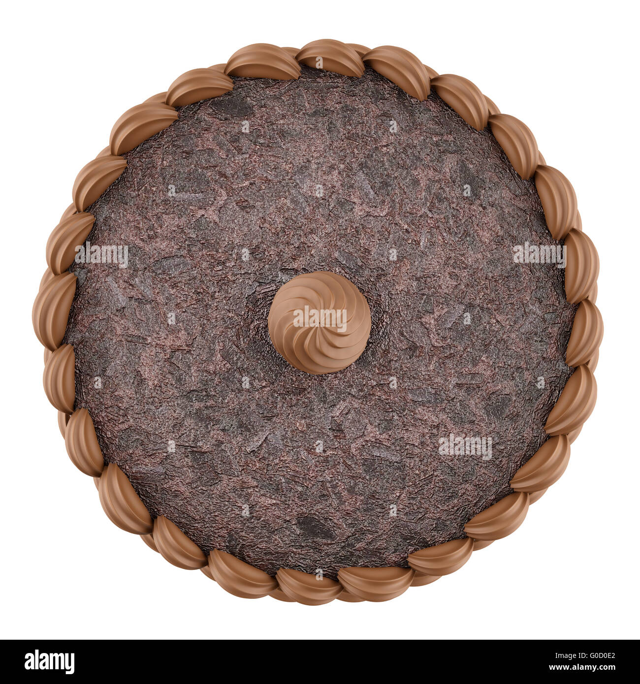 top view of round chocolate cake with cream Stock Photo - Alamy