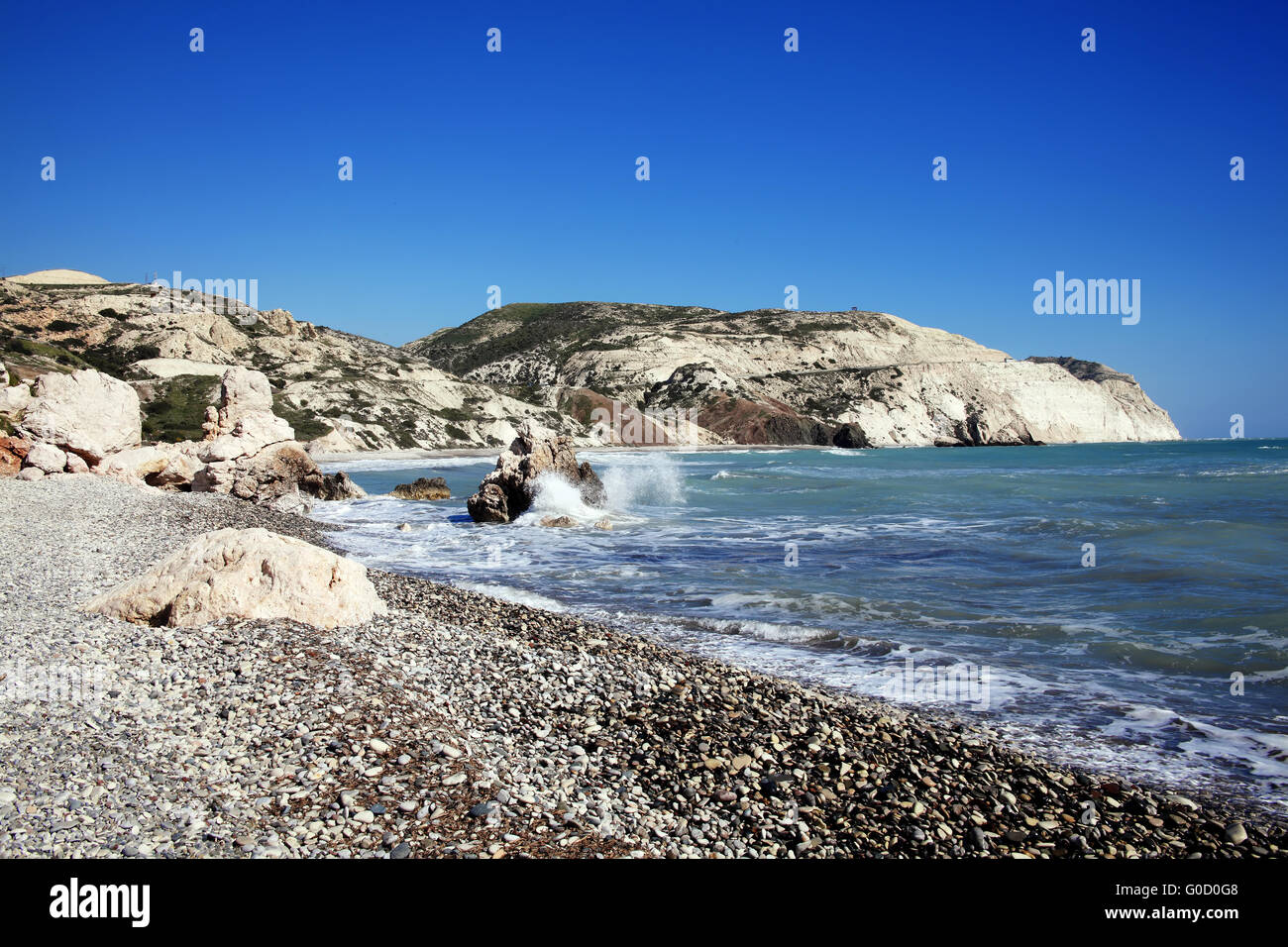 Cyprus coastline shoreline showing the Mediterranean sea with a blue ...