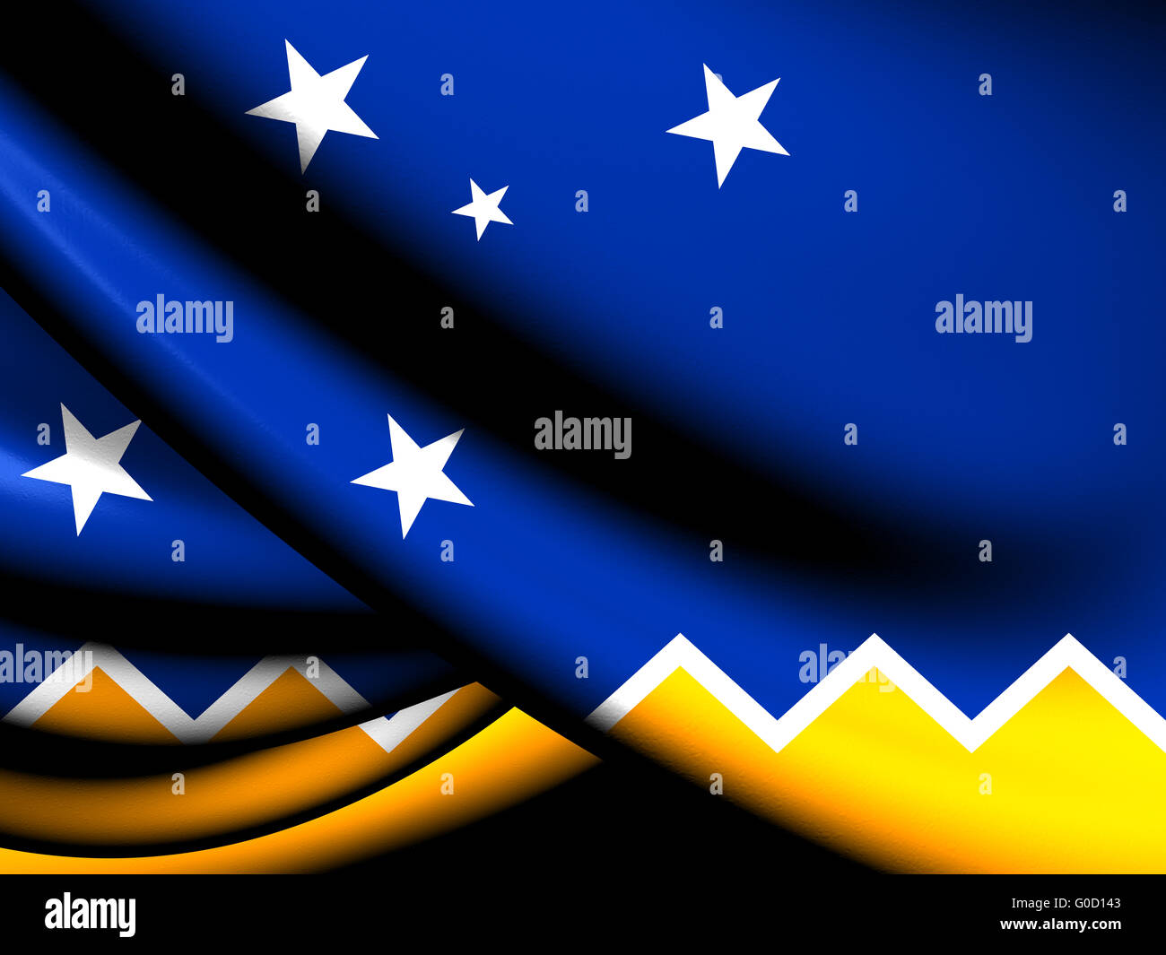 Flag of Magallanes and Antartica Chilena Region. Close Up Stock Photo ...