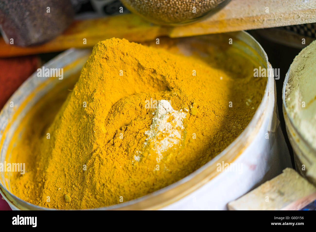 Yellow spice pot Stock Photo - Alamy