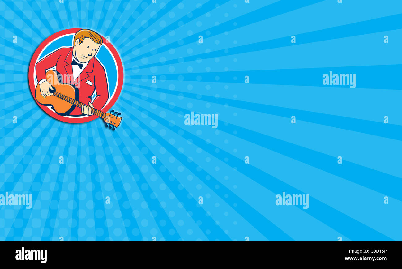 Business card Musician Guitarist Playing Guitar Circle Cartoon Stock ...