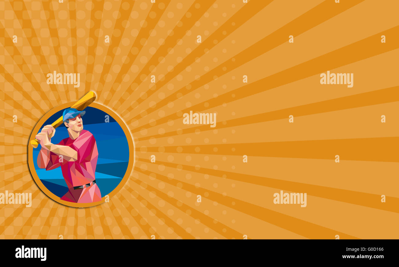 Business card Baseball Batter Batting Bat Circle Low Polygon Stock ...