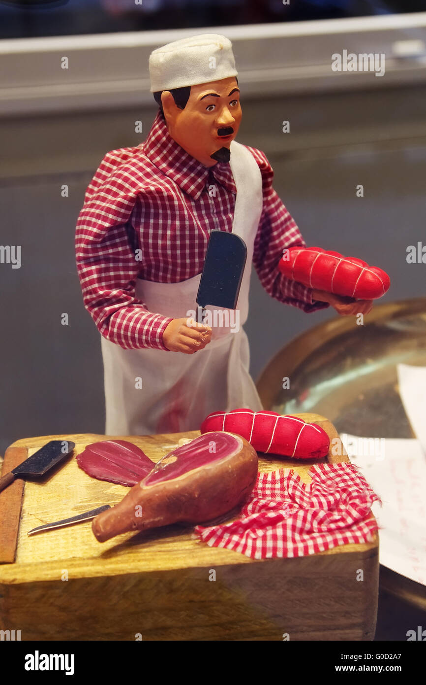Miniature model of a butcher - Old Town of Nice Stock Photo - Alamy