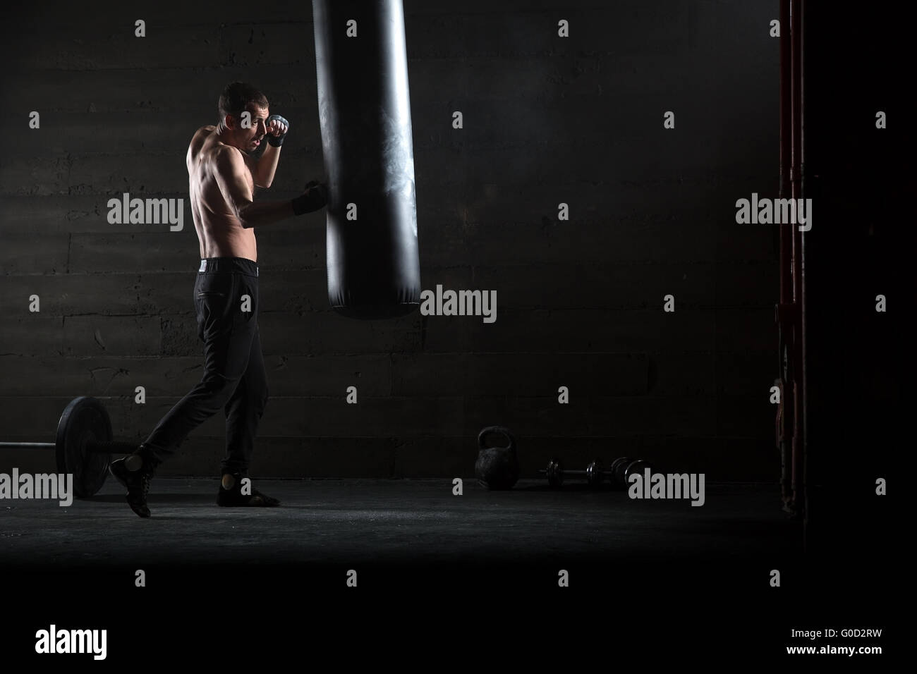 young boxer in light weight with bare-chested Stock Photo - Alamy