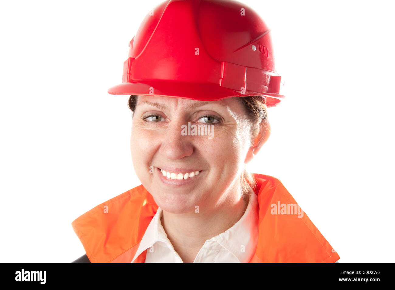 Smiling female worker helmet hi-res stock photography and images - Alamy