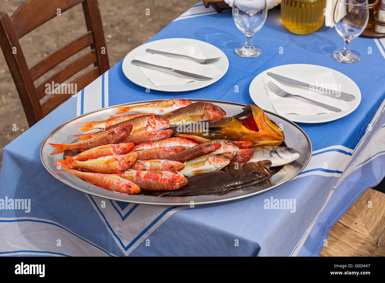 Fish restaurant by the sea, the choice of fish for cooking Stock Photo ...