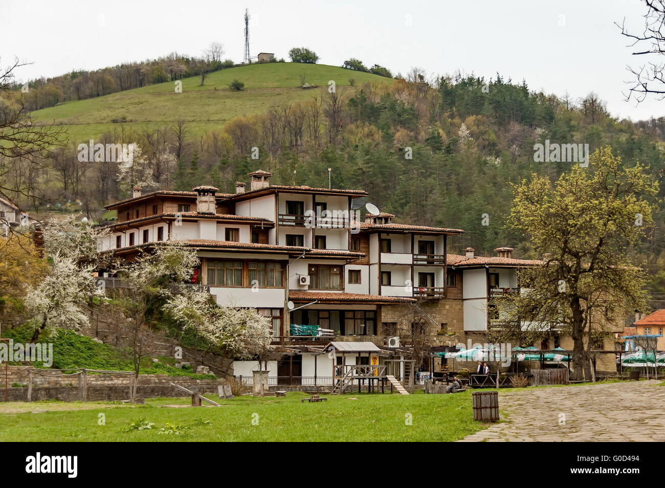 Part of Etar village with guest house in old architectural style ...