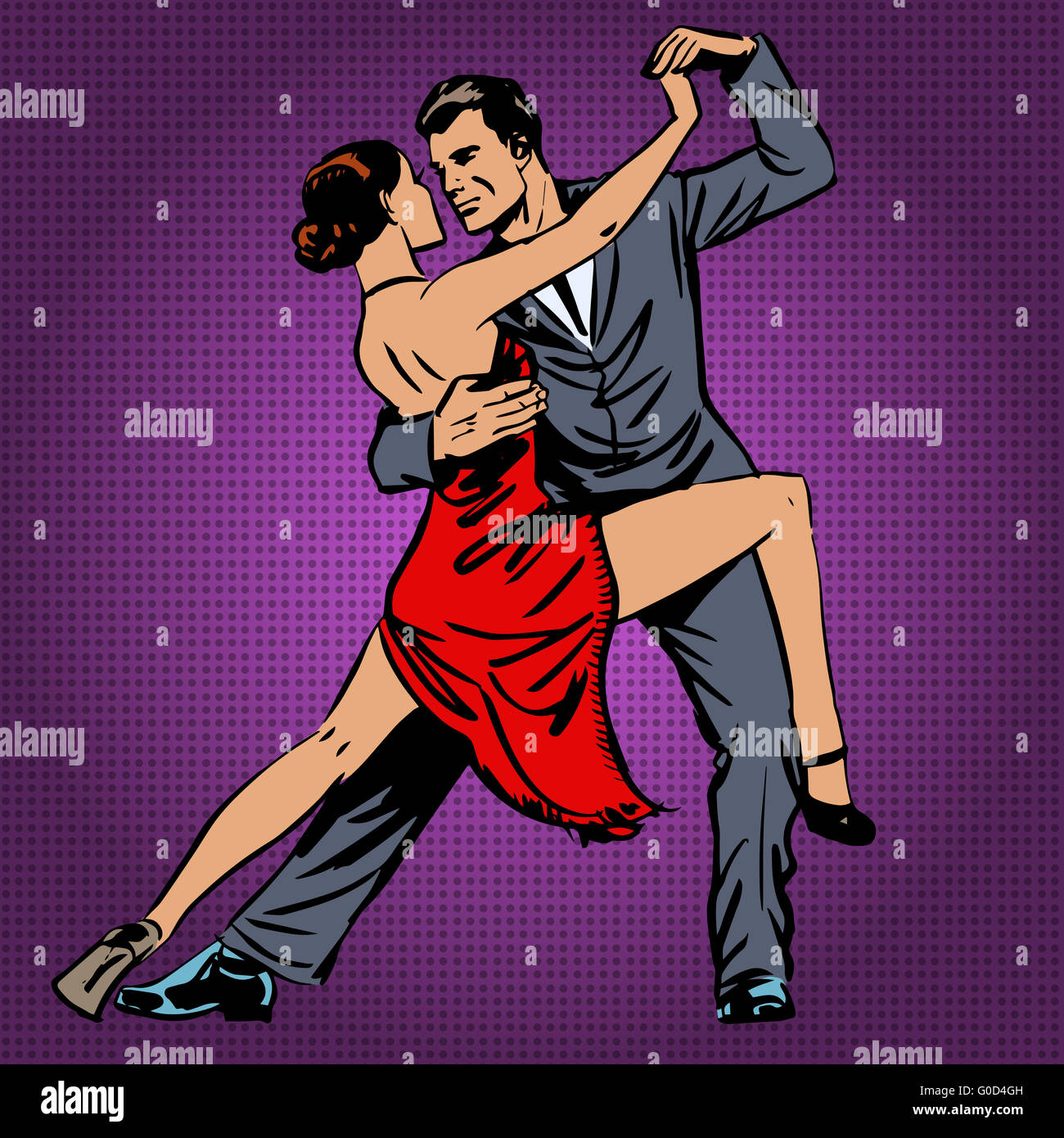 man and woman passionately dancing the tango pop art Stock Photo - Alamy