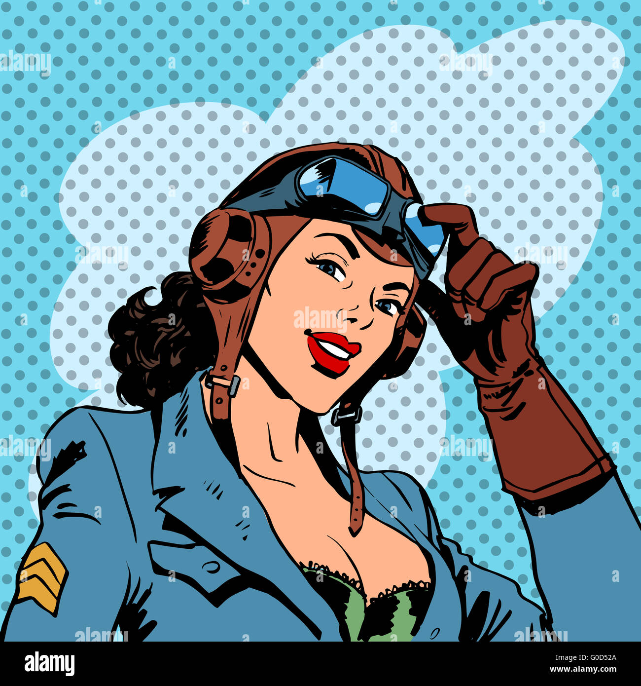Pin up girl pilot aviation army beauty pop art retro Stock Photo - Alamy