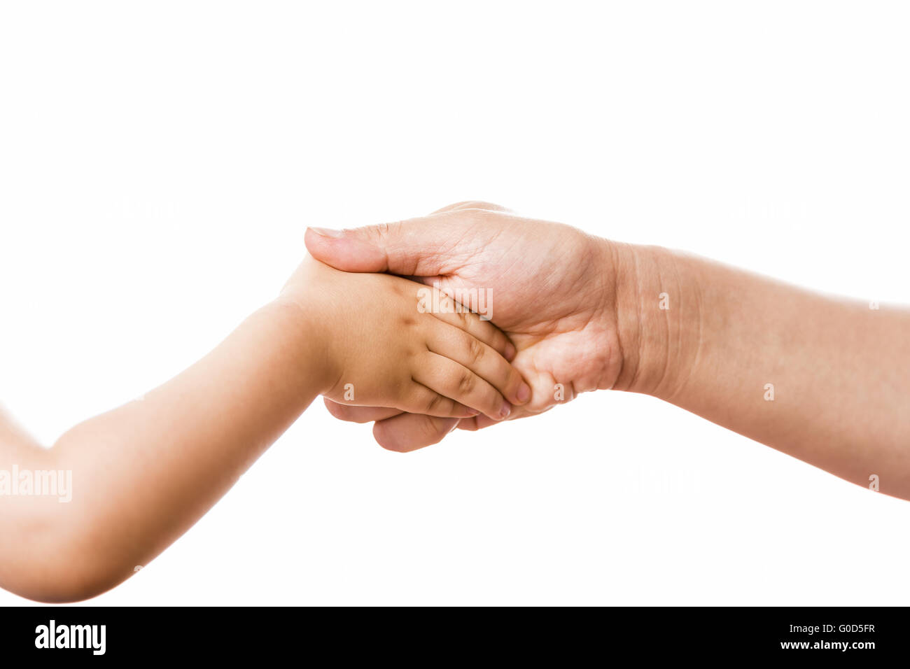 Handshake Connecting Mother And Young Child Stock Photo - Alamy