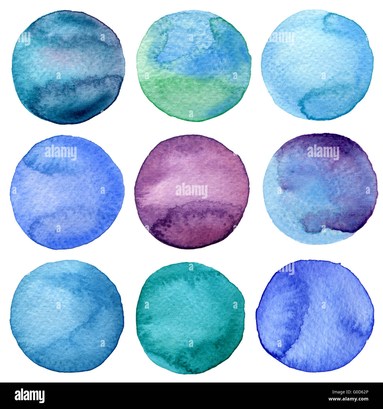 Watercolor hand painted circles collection Stock Photo - Alamy
